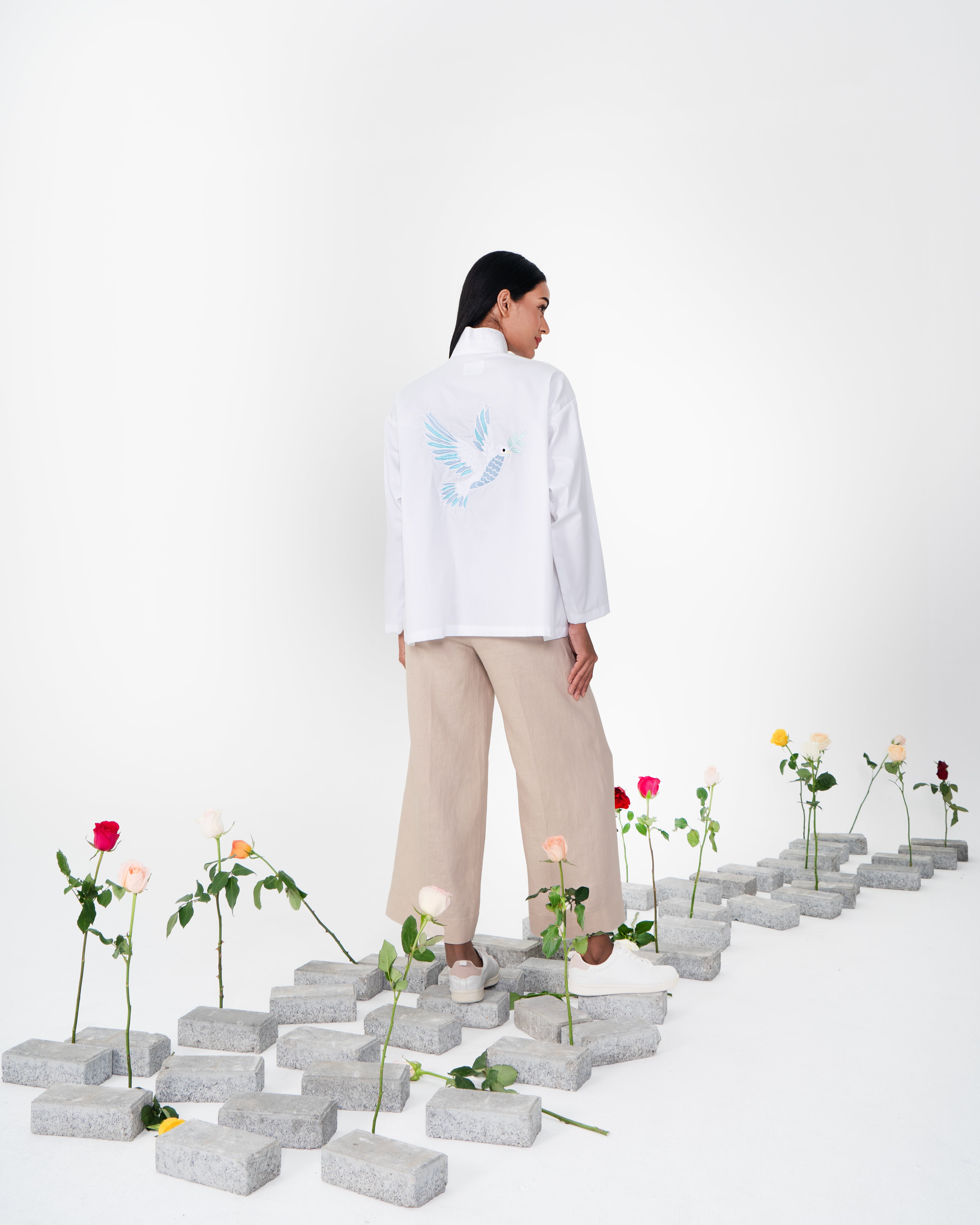 Ta-noura for Palestine: Rouh al Rouh Embroidered Dove Shirt – Ta-Noura.com